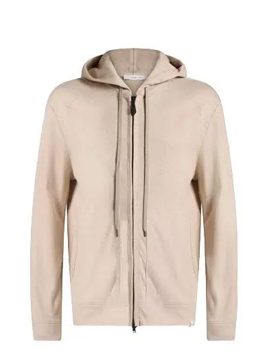 PAOLO PECORA Zip-up Hooded Sweatshirt - Beige