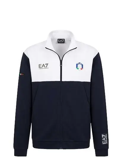 EA7 Two-tone Zip-up Sweatshirt - White