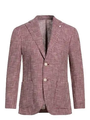 LUIGI BIANCHI MANTOVA Burgundy Linen-cotton Blazer - Red