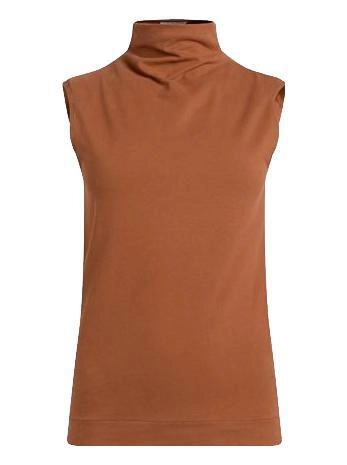 CIRCOLO 1901 Sleeveless Mock Neck Jersey Top - Brown
