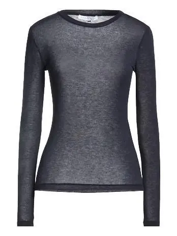 CARACTÈRE Long Sleeve Crewneck Top In Viscose, Polyamide, Cashmere, And Elastane - Blue