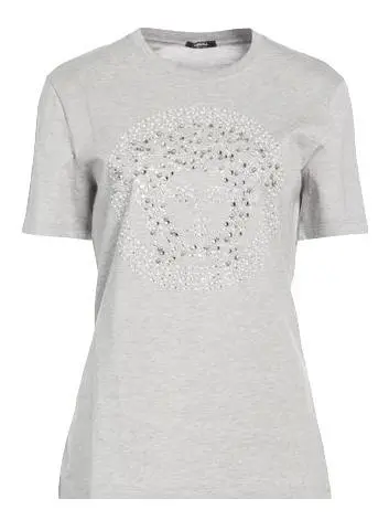 Versace Light Cotton T-shirt With Embellishments - Grey