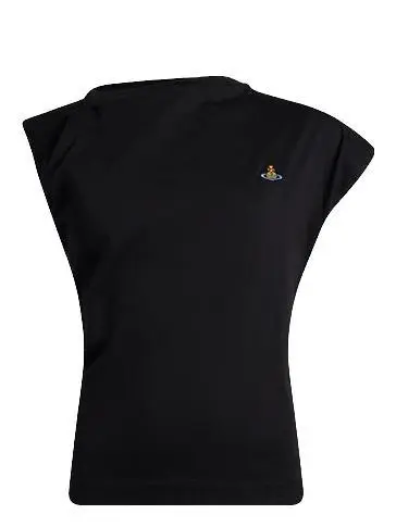VIVIENNE WESTWOOD Cotton T-shirt With Embroidered Logo - Black
