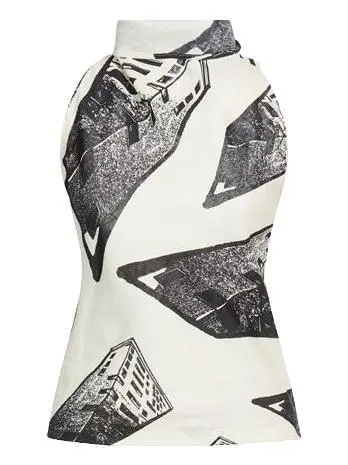 MSGM Linen Cotton Two-tone Sleeveless Top - White
