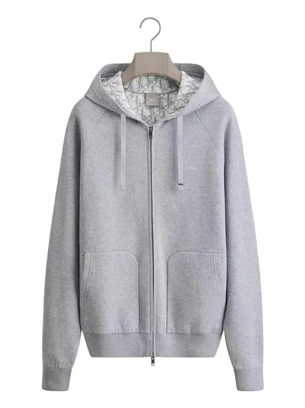 Dior Hooded Sweatshirt With Oblique Jacquard - Grey