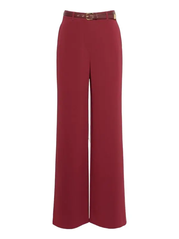 Max Mara High-waist Wide-leg Tailored Pants With Belt - Ruby Colour