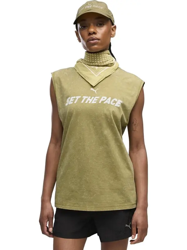 PUMA Run Culture Relaxed Sleeveless T-shirt With Washed Finish - Brown