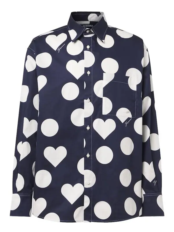 Jacquemus Camargue Polka-dot Cotton Poplin Shirt - Blue