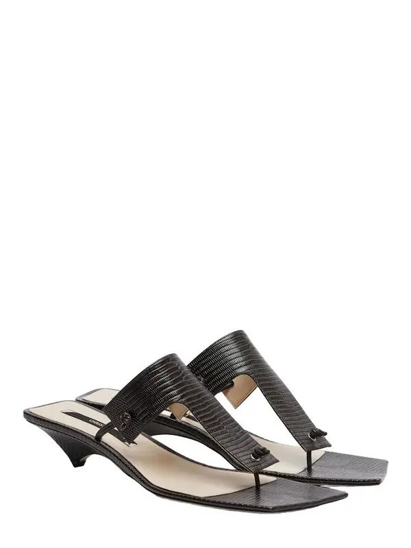 CHRISTEN Edge Snake-effect Leather Mules - Brown