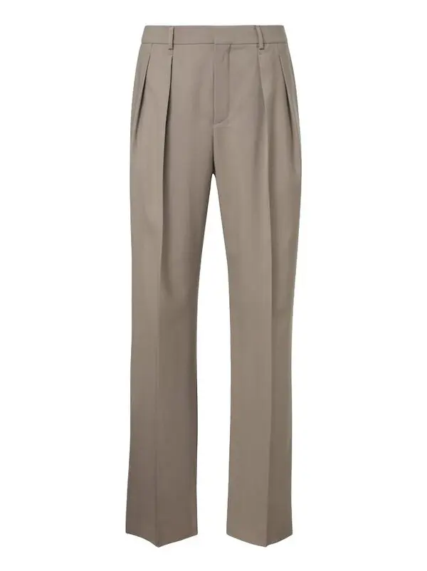 Saint Laurent Pleated Wool And Mohair Straight Pants - Grey