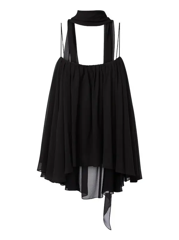 DE LA VALI Agapito Georgette Top - Black