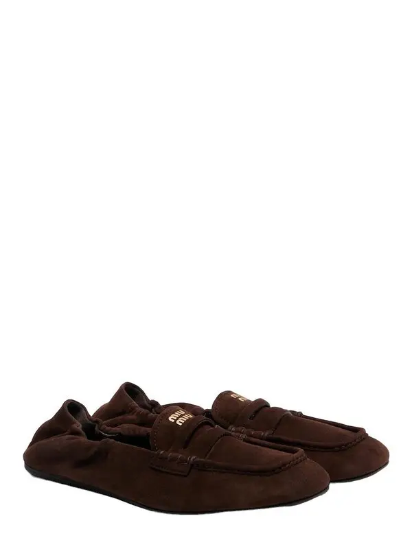 Miu Miu Suede Penny Loafers - Brown