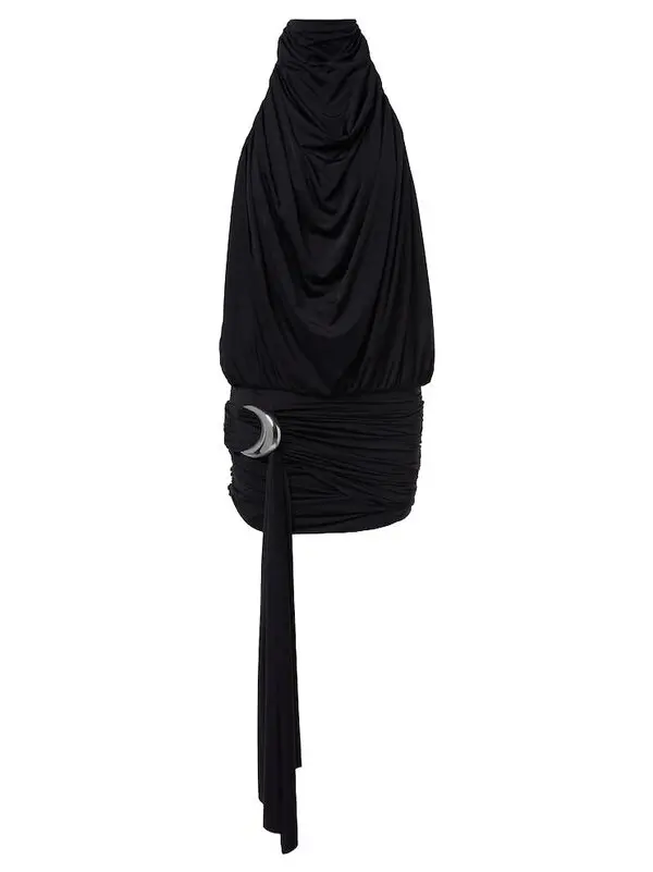 DE LA VALI Vida Draped Jersey Mini Dress - Black