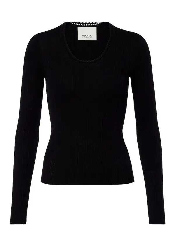 Isabel Marant Étoile Ribbed-knit Silk And Cotton Sweater - Black