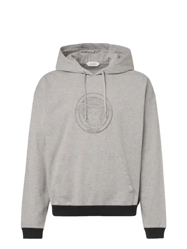 Versace Medusa Cotton Jersey Hoodie - Grey