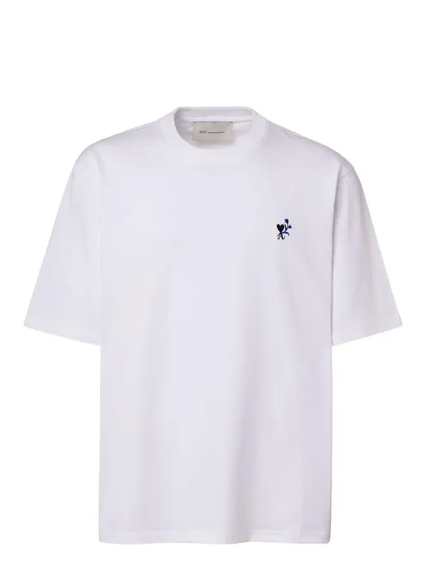 AMI Paris De Coeur Tulip Cotton Jersey T-shirt - White