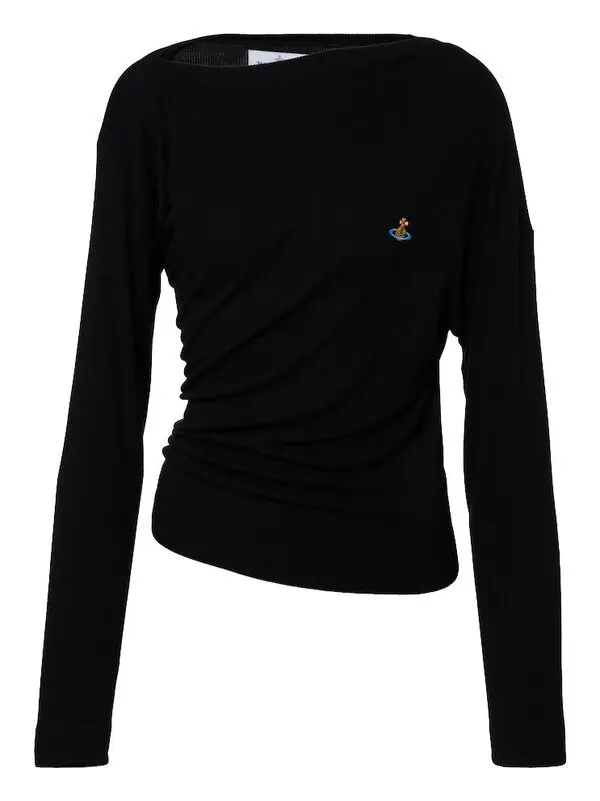 VIVIENNE WESTWOOD Draped Ribbed-knit Top - Black