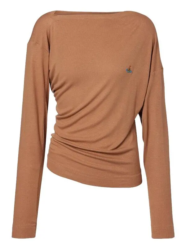 VIVIENNE WESTWOOD Draped Ribbed-knit Top - Brown