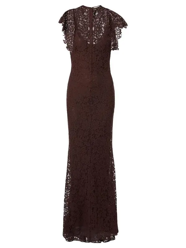 DE LA VALI Laia Lace Maxi Dress - Brown