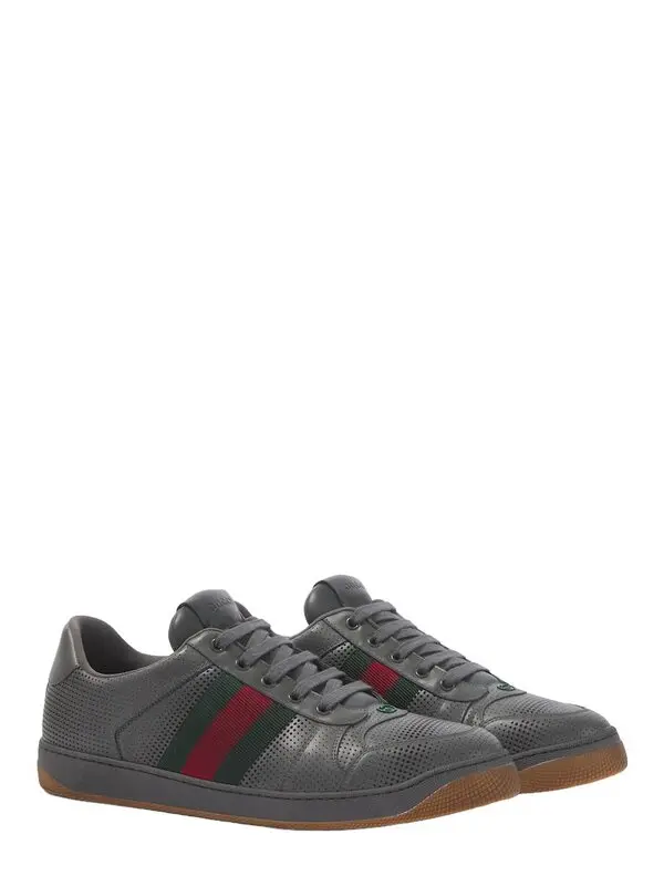 Gucci Screener Perforated Leather Sneakers - Grey