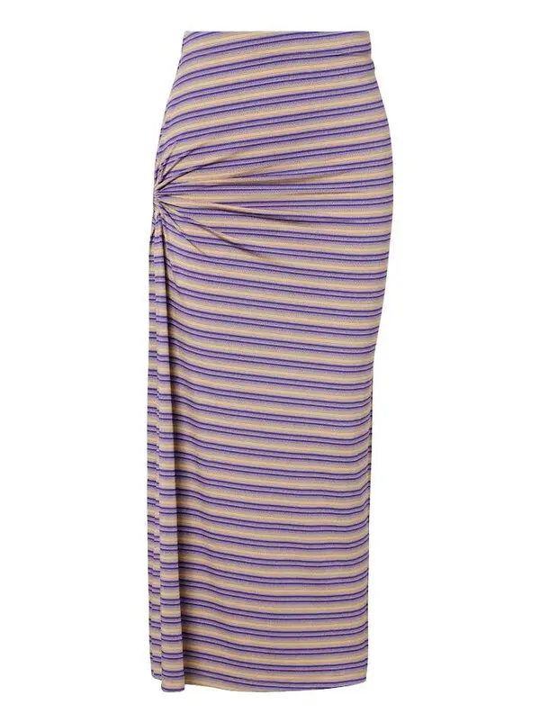 Rabanne Striped Crêpe Midi Skirt - Multicoloured