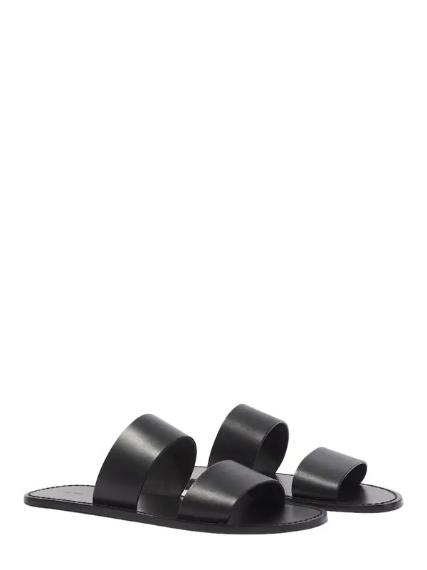 THE ROW Charlie Leather Sandals - Black