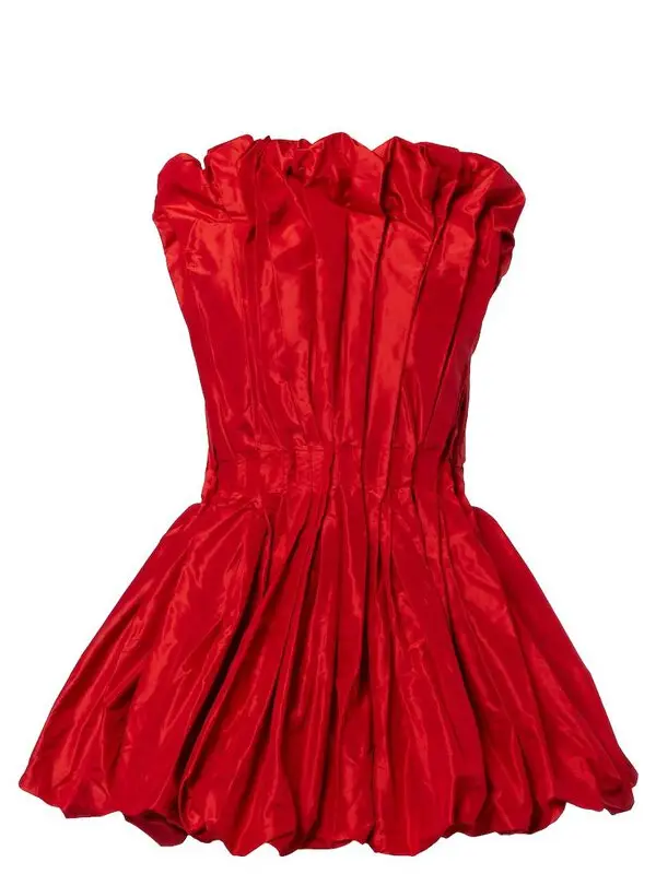 Tove Marina Peplum Silk Taffeta Top - Red