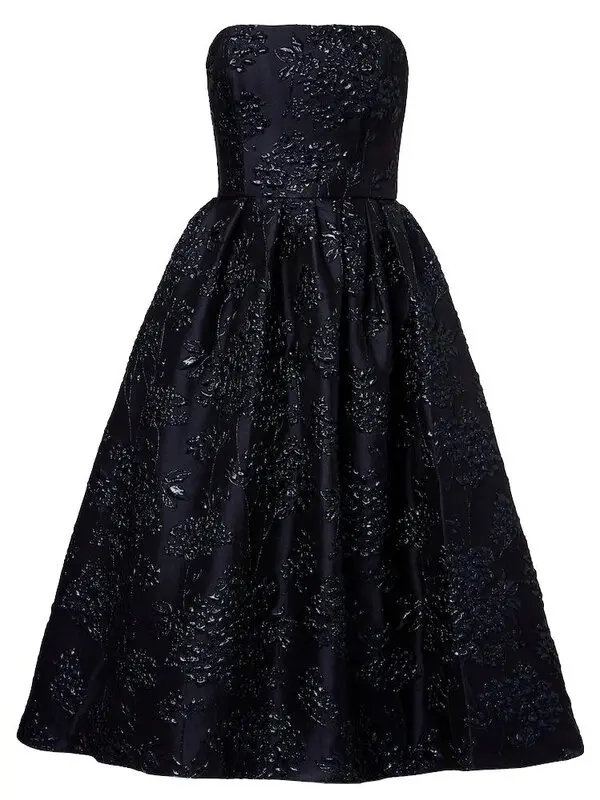 Carolina Herrera Floral Jacquard Bustier Cocktail Dress - Black