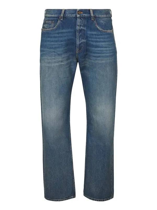 Saint Laurent Faded Straight Leg Jeans - Blue