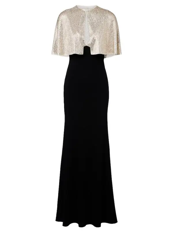 Roland Mouret Embellished Cape Gown - Black