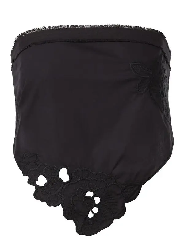 SIR. Klara Embroidered Cotton Scarf - Black