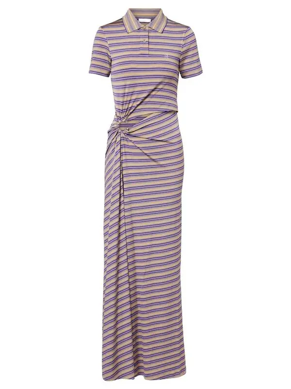 Rabanne Cutout Gathered Striped Crepe Maxi Dress - Multicoloured