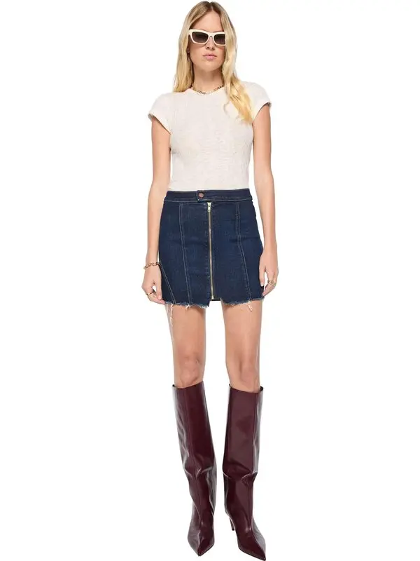 MOTHER The Racer Vagabond Mini Fray Skirt - Blue