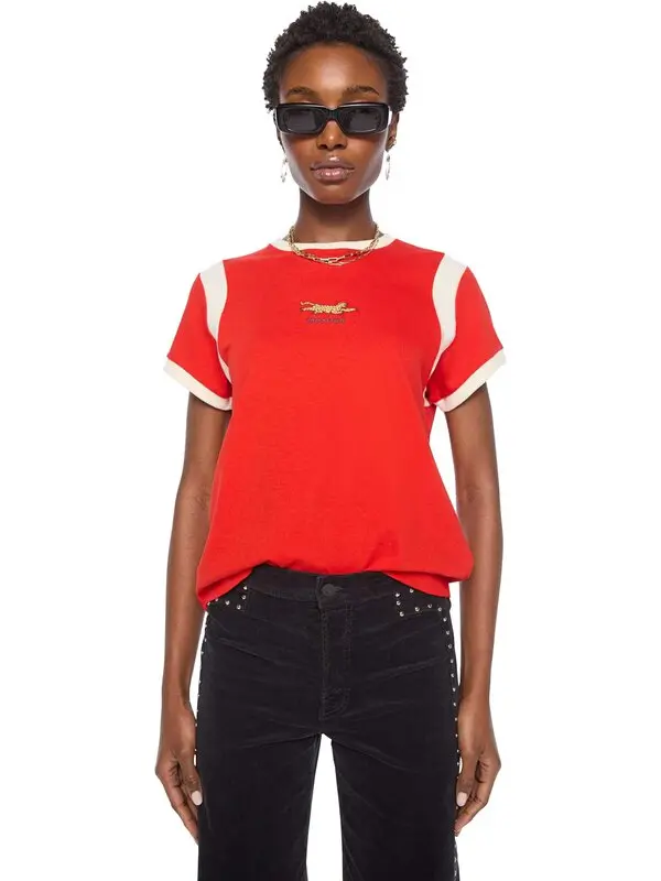 MOTHER The Boxy Goodie Inset Jag T-shirt - Red