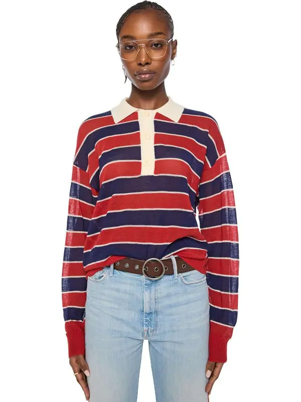 MOTHER The Biggie Raquette Long Sleeve Shirt - Red