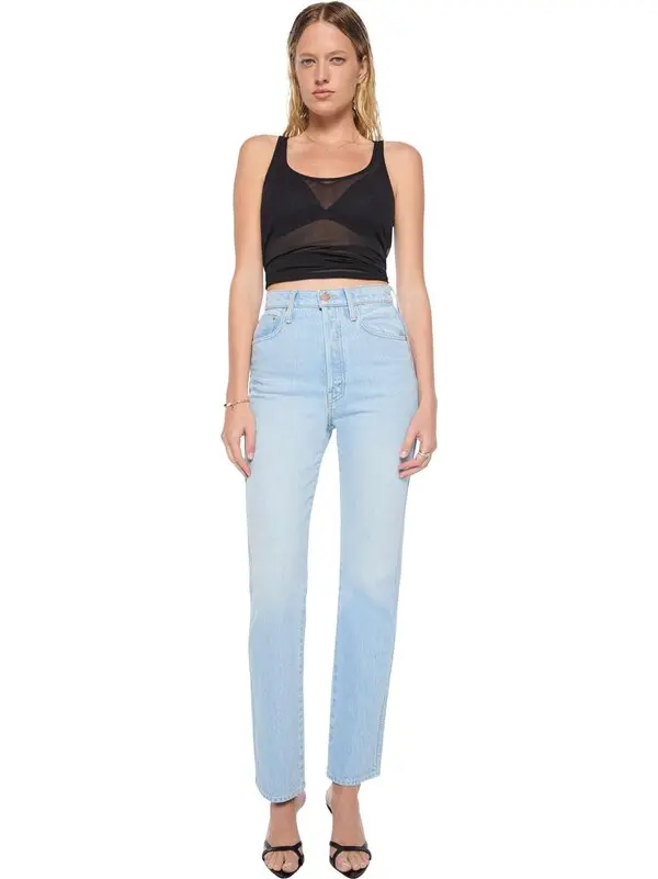 MOTHER The Tippy Top Utensil Sneak Dots High-waisted Jeans - Light Blue