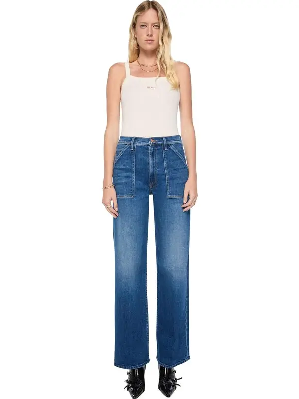 MOTHER The Patch Maven Sneak Spare Me Drama Jeans - Blue