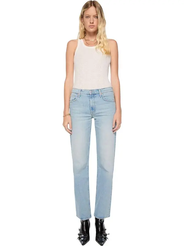 MOTHER The Newbie Skimp Go Long Straight Leg Jeans - Light Blue