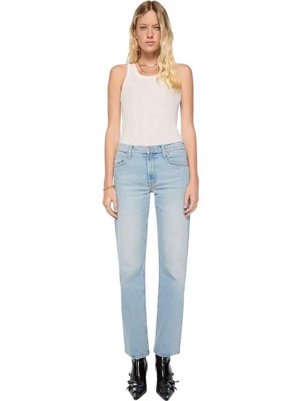 MOTHER The Newbie Skimp Go Long Straight Leg Jeans - Light Blue