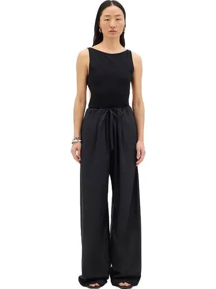 Another Tomorrow Sleeveless Cut-out Tank - Black