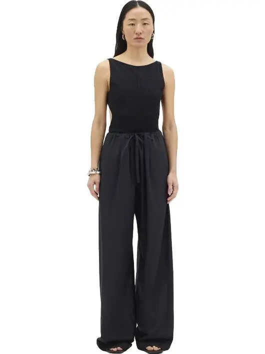 Another Tomorrow Sleeveless Cut-out Tank - Black