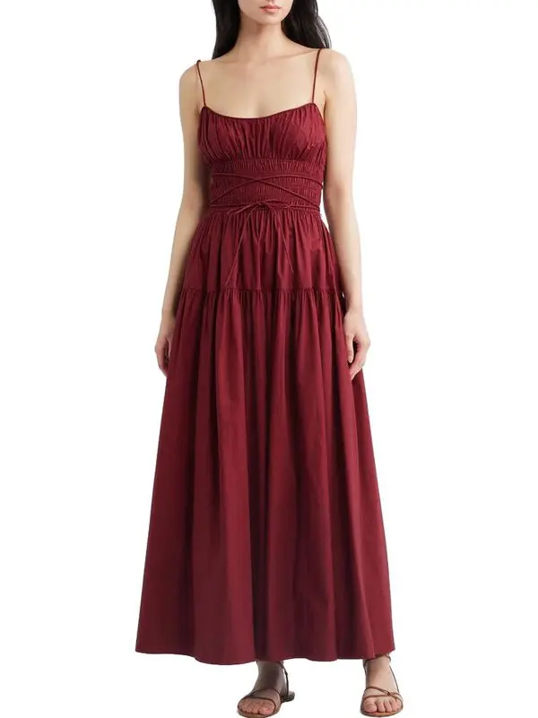 DÔEN Safia Organic Cotton Maxi Dress - Deep Ruby