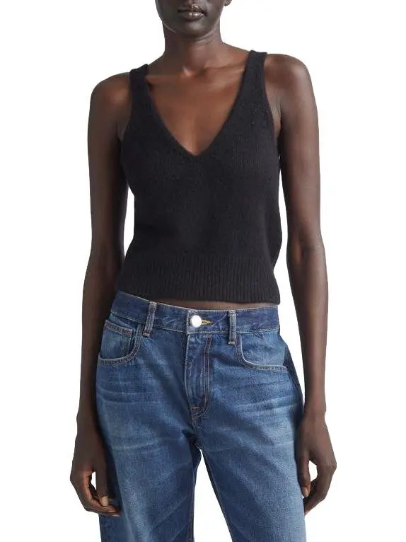 Brandon Maxwell Reese Cashmere & Silk V-neck Tank - Black