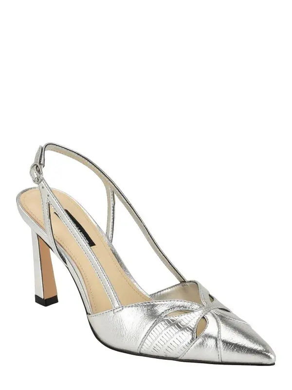 Nine West Darella Pointed Toe Slingback Pump - Silver