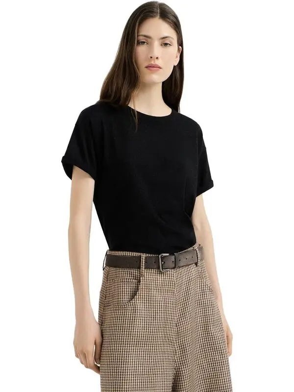 Brunello Cucinelli Sparkling Cashmere And Silk Lightweight Knit T-shirt - Black