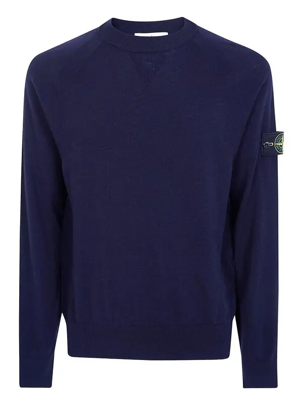 Stone Island Round Neck Wool Sweater - Blue