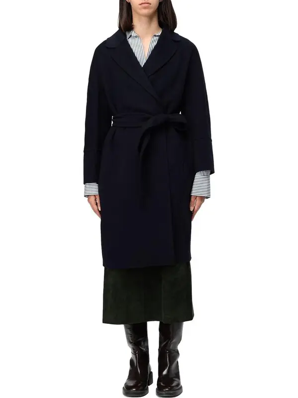 Max Mara Wool Robe Coat - Navy
