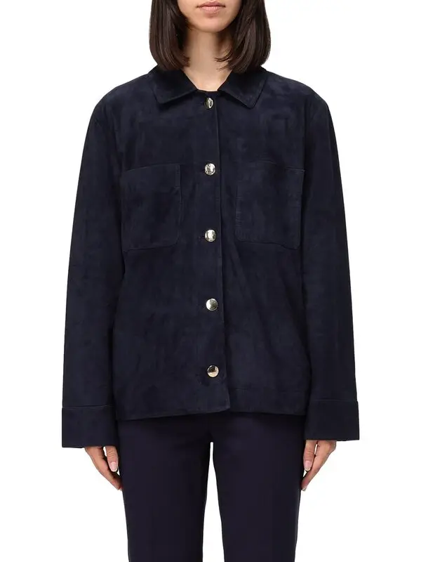 Max Mara Abisso Suede Lambskin Shirt Jacket - Blue