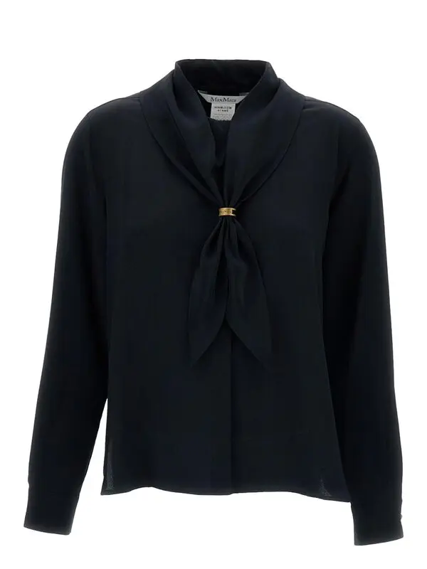 Max Mara Pussy-bow Silk Shirt - Black