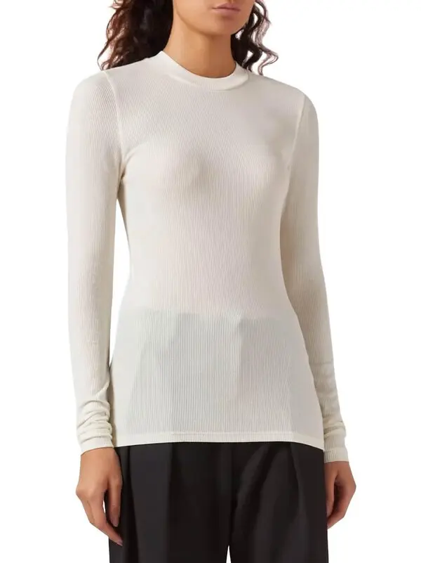 Rick Owens Slim Fit Long-sleeved Top In Viscose And Silk - Milk